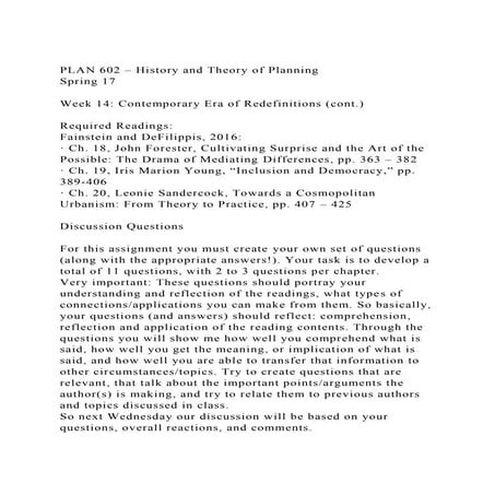 PLAN 602 – History and Theory of PlanningSpring 17Week 14 C.docx