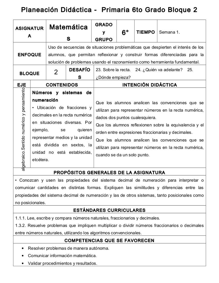 Plan 6to grado bloque 2 matemáticas (2016-2017)