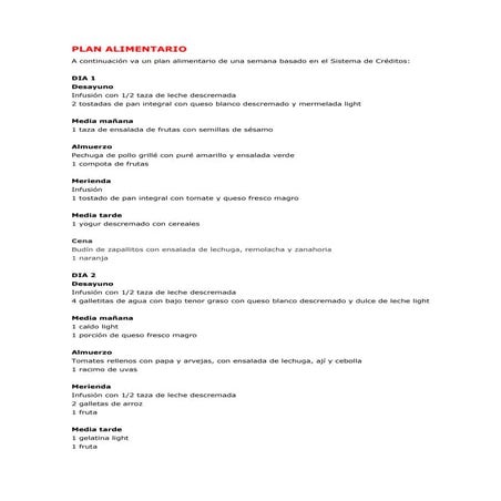 Plan Alimentario | DOC