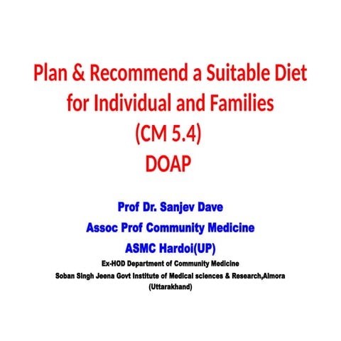 Plan and Recommend Suitable diet for Individual and Families CM 5.4.pptx