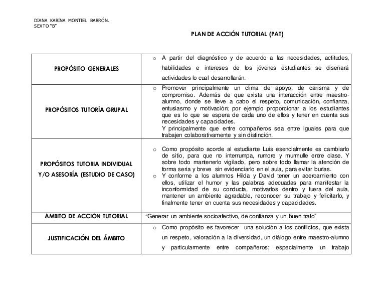 Plan de acción tutorial