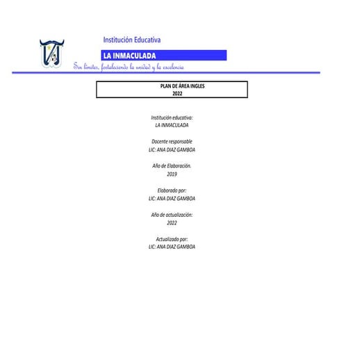 PLAN DE AREA INGLES para los grados de secundaria | PDF