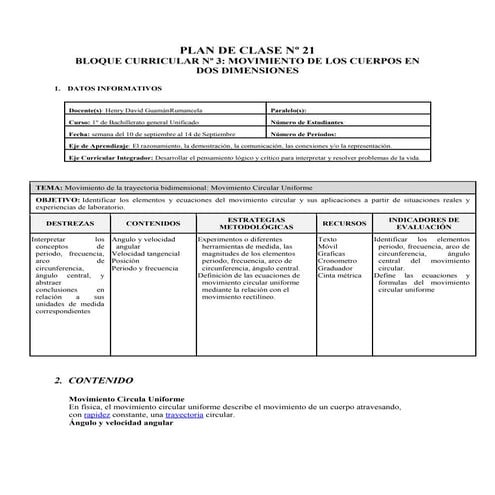 Plan de clase #13 | DOCX