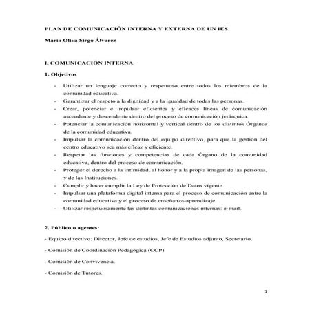Plan de comunicación interna-externa. | PDF