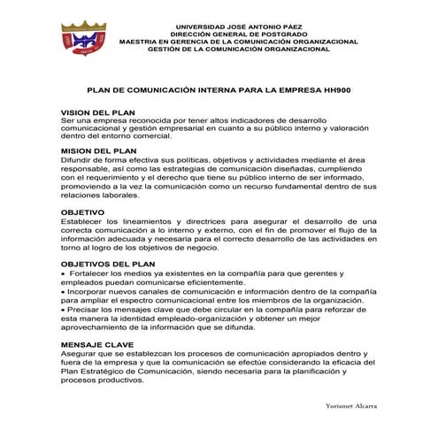 Plan De Comunicación Interna Plan De Comunicación Interna