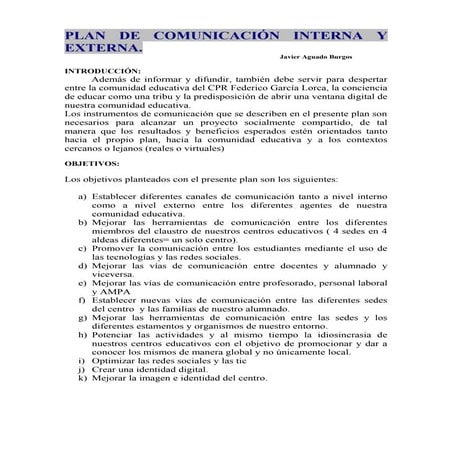 Plan de comunicacion interna y externa | PDF