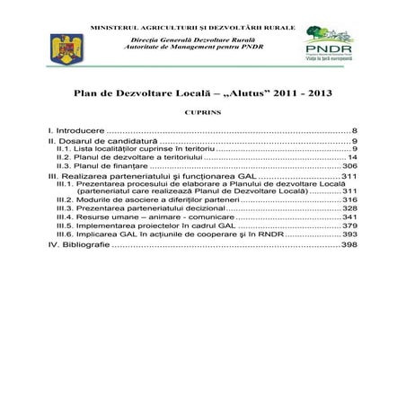 Plan de Dezvoltare Locala Alutus | PDF