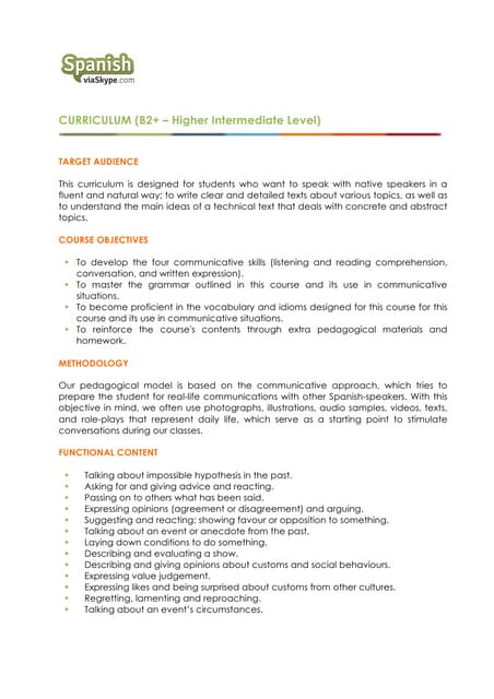 Spanish course_ Advanced Intermediate Level (A2+) | PDF