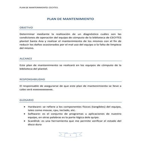 Plan de mantenimiento... | PDF | Computing | Technology & Computing