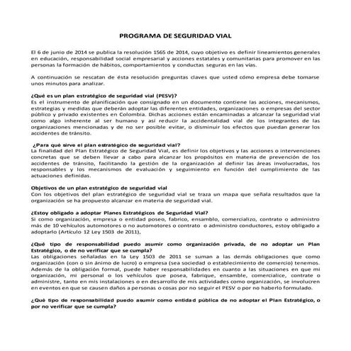 Plan de seguridad vial | DOCX