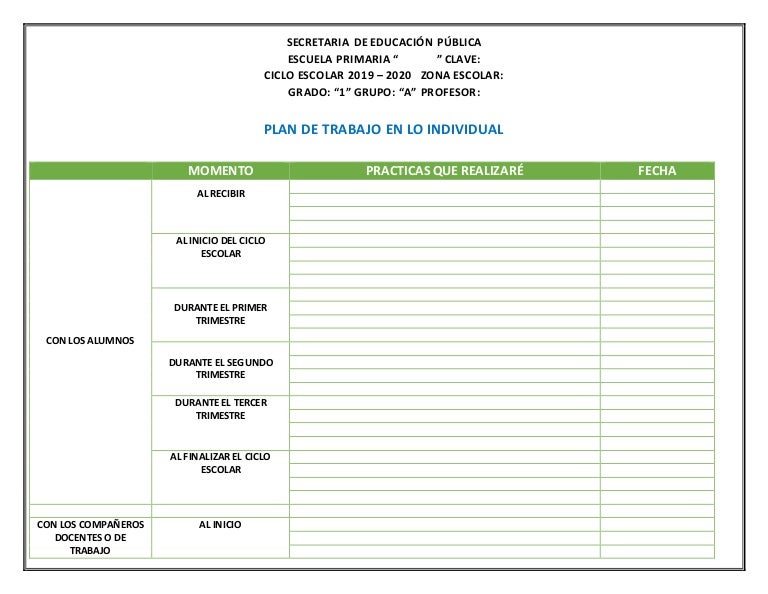 Plan De Trabajo Individual Ejemplos Formatos Excel Word2022 Images - Riset
