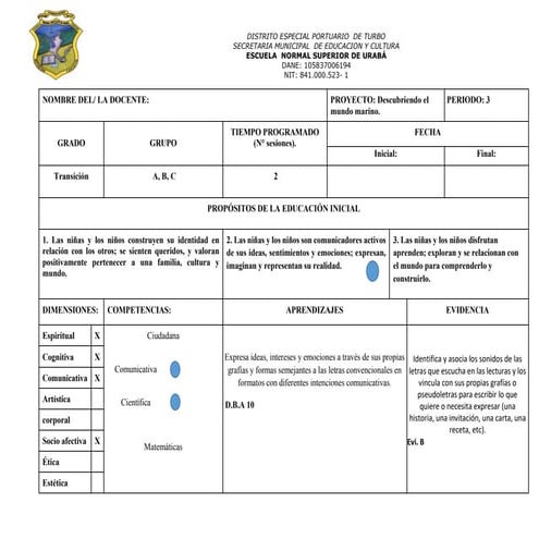 Planeación consonante P, para transición | PDF