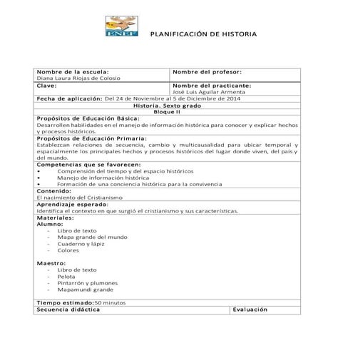 Planificación Historia | DOCX