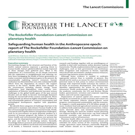 The Rockefeller Foundation–Lancet Commission on Planetary Health ...