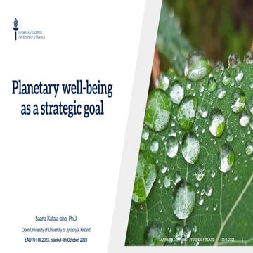 Planetary well-being as a strategic goal - Saana Kataja-Aho | PDF