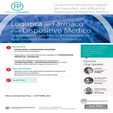 Planet health_Logistica del farmaco e del dispositivo medico_19 ottobre ...