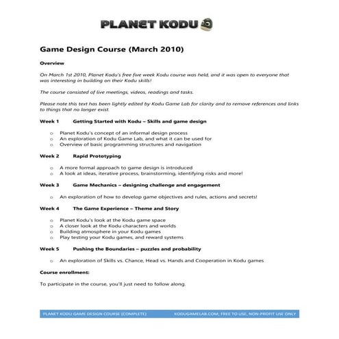 Planet kodu course | PDF | Educational Video Games | Video Game Genres