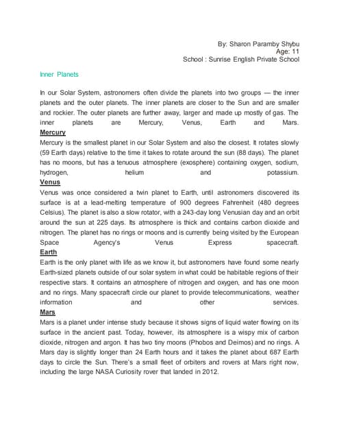 The Inner Planets | PPT | Space and Astronomy | Science