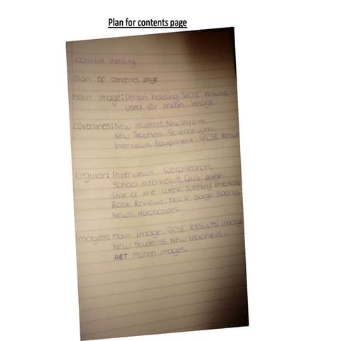 Plan for contents page | PPTX