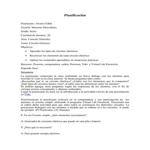 Planificación de circuito eléctrico | DOCX