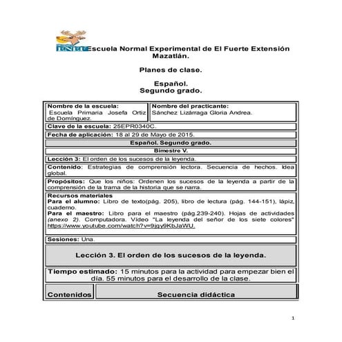 Planificación español bloque 5 lección 3 | DOCX
