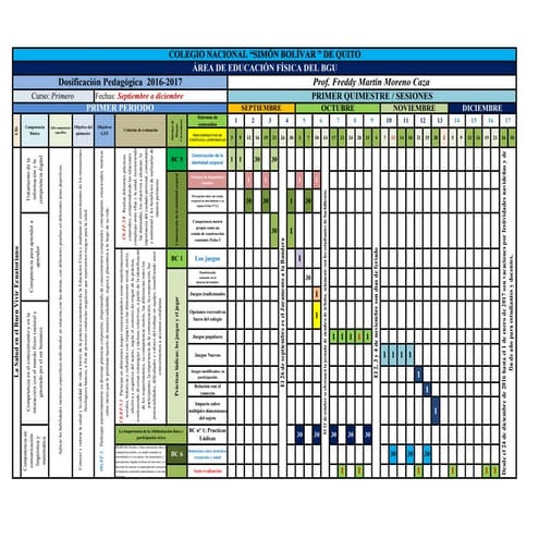 Plan Horizontal 2016 2017. Prof. Freddy Moreno | PDF