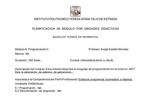 Planificacion General Programacion Ii Visual Basicnetdocx