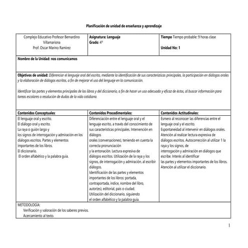 Planificación de cuarto grado completa.doc