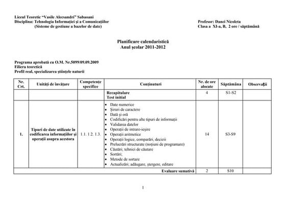 Programa scolara tic_9 | PDF