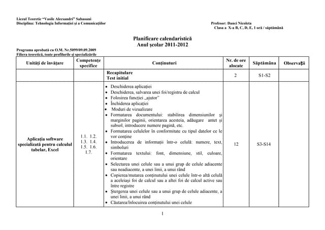 Programa scolara tic_9 | PDF