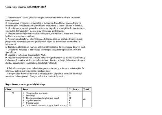 Programa scolara de_informatica_11 | PDF