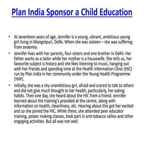 Plan india Girl Child Education NGO in India | PPTX
