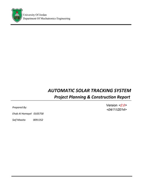 Arduino based Dual Axis Smart Solar Tracker | PDF Arduino based Dual Axis Smart Solar Tracker | PDF