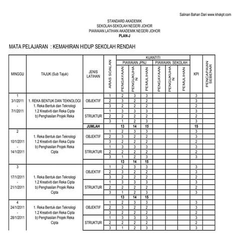 Plan j khsr62011 | XLS