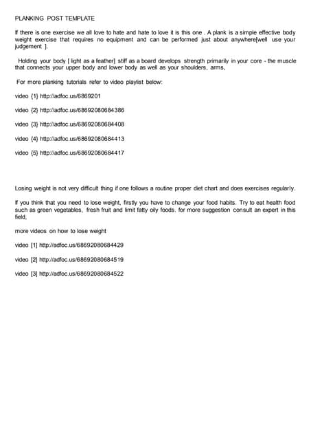 Planking post template | PDF | Fitness and Exercise | Healthy Living