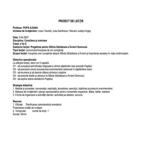 Plan lectie dirigentie | DOC