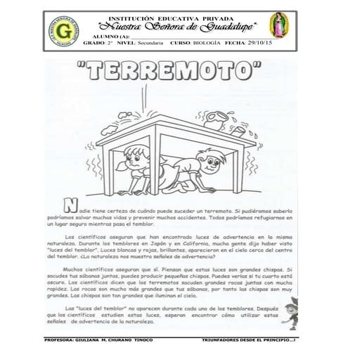 Plan lector terremoto | PDF