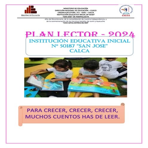 PLAN LECTOR DEL NIVEL INICIAL PARA EL PERIODO LECTIVO 20222022 | DOCX