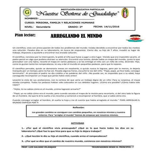 Plan lector arreglando el mundo | PDF