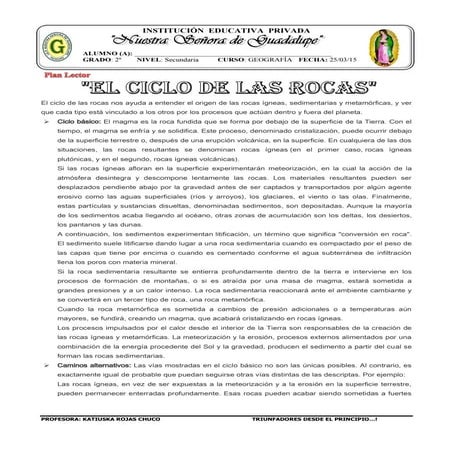 Pl an lector ciclo de las rocas | PDF