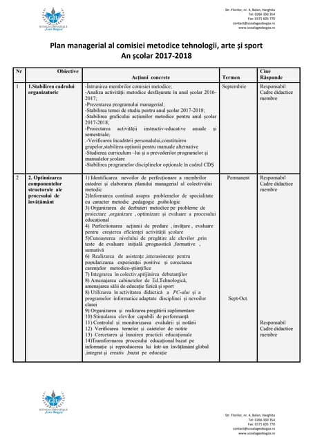 Planificare dirigentie | DOC