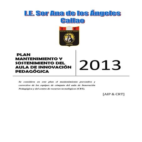 Plan mantenimiento innovacion 2013 | PDF | Computing | Technology & Computing