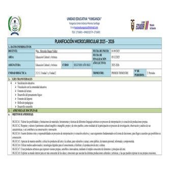 Planificación Microcurricular 2025-2026 para Educación Cultural y ...
