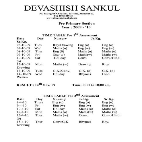 Pre-primary exam time-table | PDF | Educational Assessment | Education