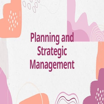 Planning And Strategic Management Part 2pptx Pptx