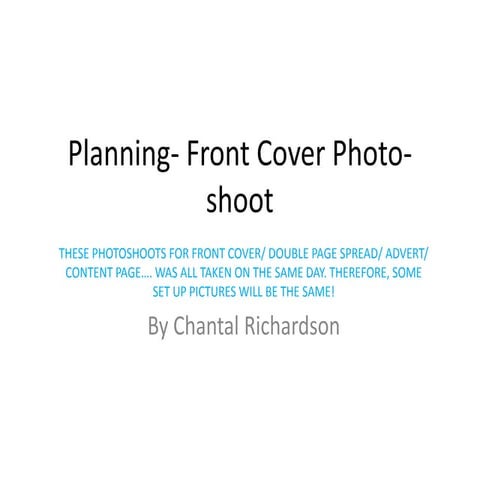 Front Cover Photo Shoot | PDF