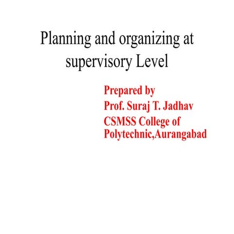 Planning and organizing at supervisory level | PPTX