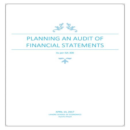 Planning an external audit of financial statements | PDF