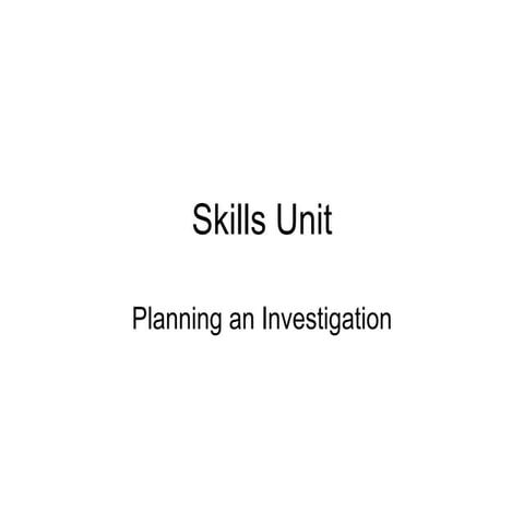 Planning an Investigation | KEY