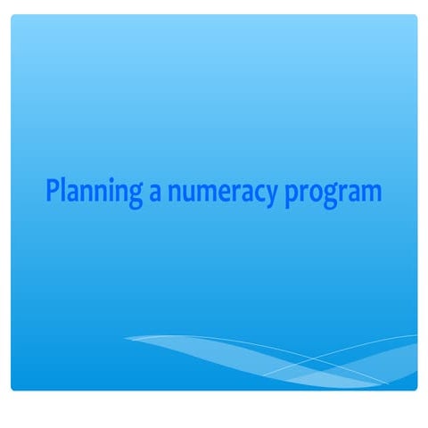 Planning a numeracy program | PPT